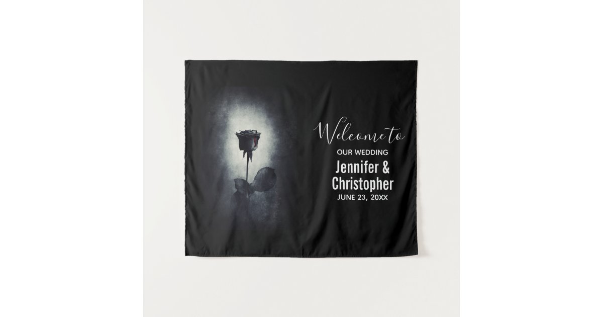 Goth Black Rose Dripping Blood Macabre Wedding Tapestry | Zazzle