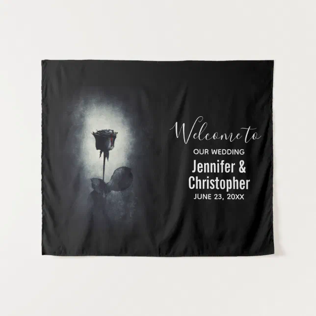 Goth Black Rose Dripping Blood Macabre Wedding Tapestry | Zazzle