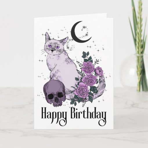 Goth Cat Gothic Birthday Wishes Card | Zazzle