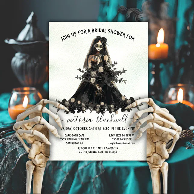 Goth Corpse Bride Bridal Shower Invitation | Zazzle