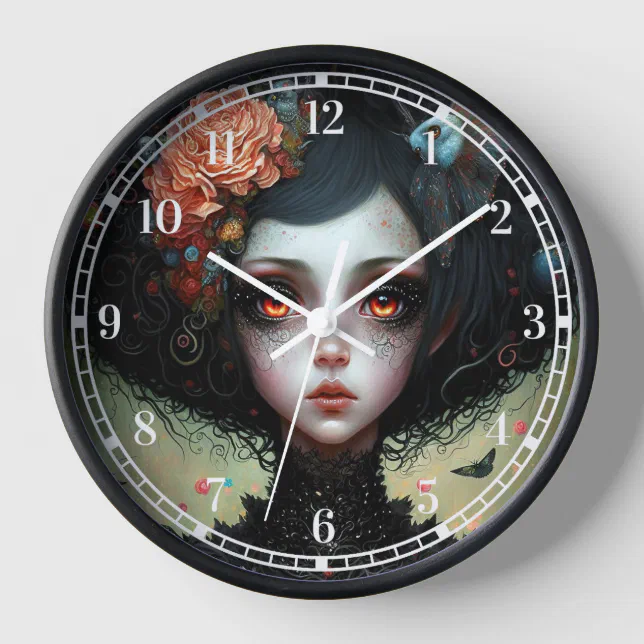 Goth Creepy Cute Girl Gothic Clock | Zazzle