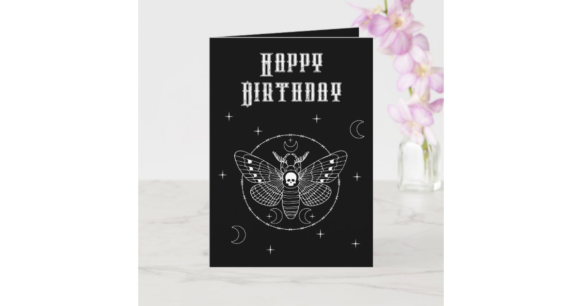Goth Deaths Head Hawk Moth Birthday Card | Zazzle
