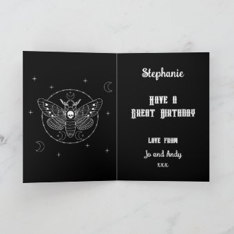 Goth Deaths Head Hawk Moth Birthday Card | Zazzle