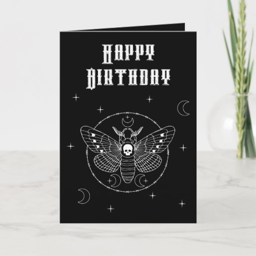 Goth Deaths Head Hawk Moth Birthday Card | Zazzle