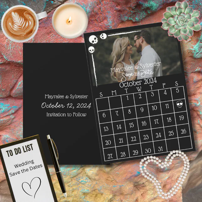 Goth Fun Dark Moody Skulls Wedding Save The Date | Zazzle