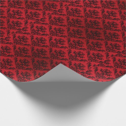 Goth Gift Wrap Deep Red Damask | Zazzle