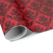 Goth Gift Wrap Deep Red Damask | Zazzle