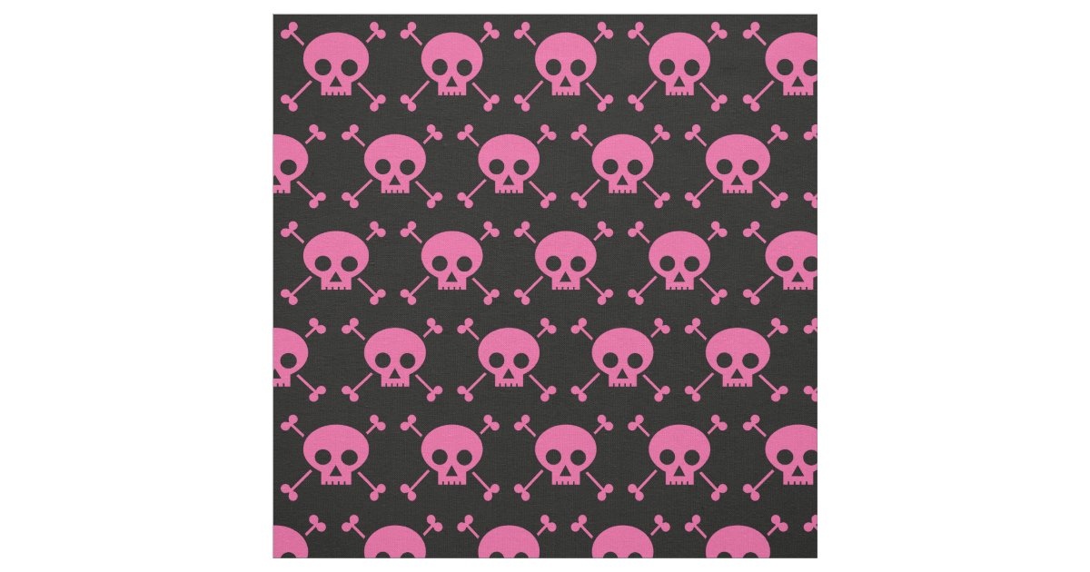 Goth Girl Pink Black Skulls Pattern Cool Fabric | Zazzle