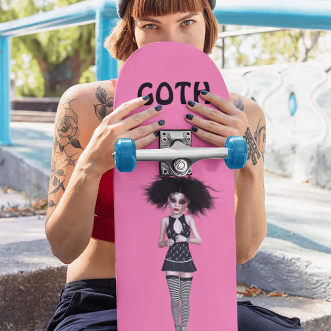 GOTH GIRL PINK GIRLS SKATEBOARD | Zazzle