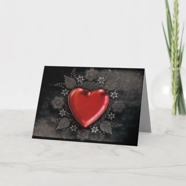 goth heart love greeting card | Zazzle
