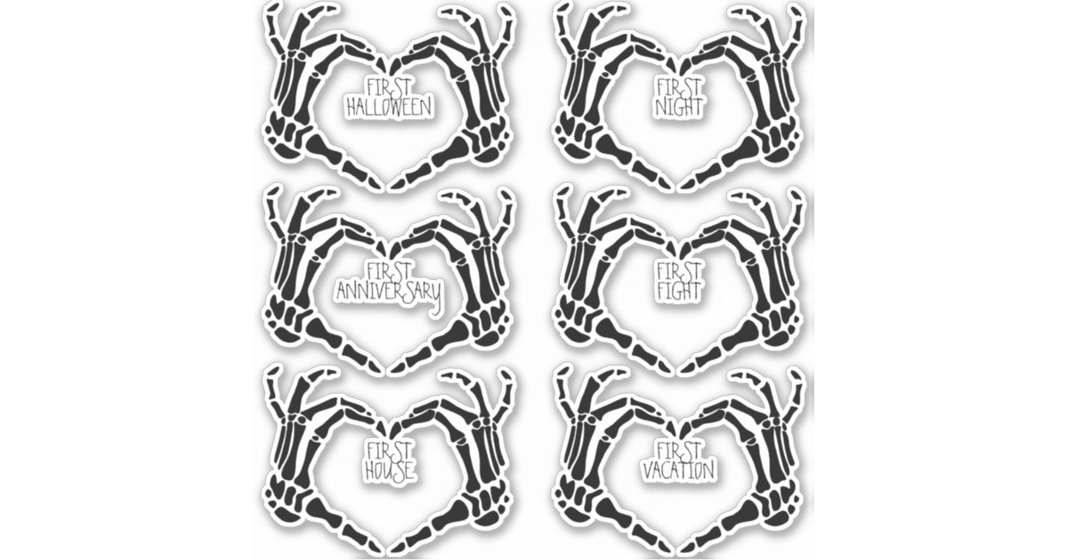 Goth Marriage Milestones Creepy Skeleton Hands Set Sticker | Zazzle
