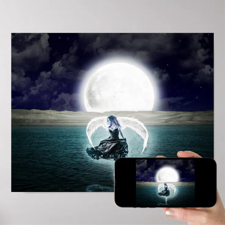 goth moon angel poster | Zazzle