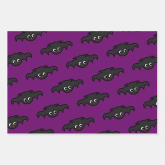 Goth Purple Black Kawaii Bat Pattern Wrapping Paper Sheets | Zazzle