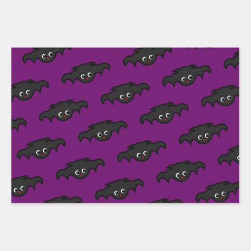 Goth Purple Black Kawaii Bat Pattern Wrapping Paper Sheets | Zazzle