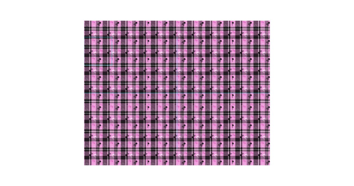 Goth Skull and Plaid Fabric | Zazzle