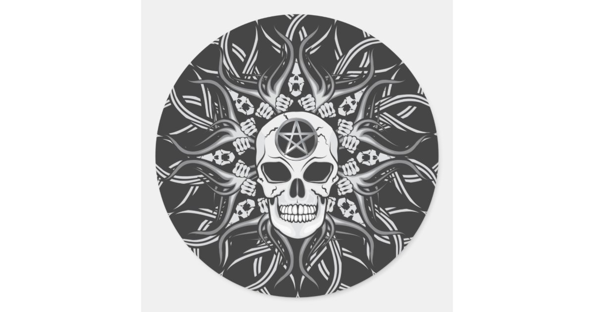 Goth Skull Classic Round Sticker | Zazzle