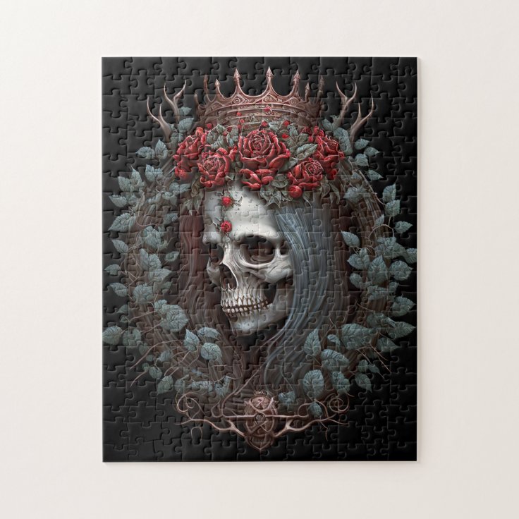Goth Skull Roses Crown Gothic Jigsaw Puzzle | Zazzle