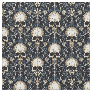 floral Skulls fabric | Zazzle