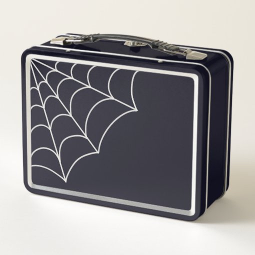 Goth Spiderweb Black and White Personalized Metal Lunch Box | Zazzle