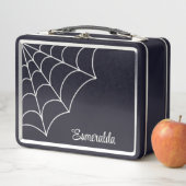 Goth Spiderweb Black and White Personalized Metal Lunch Box | Zazzle