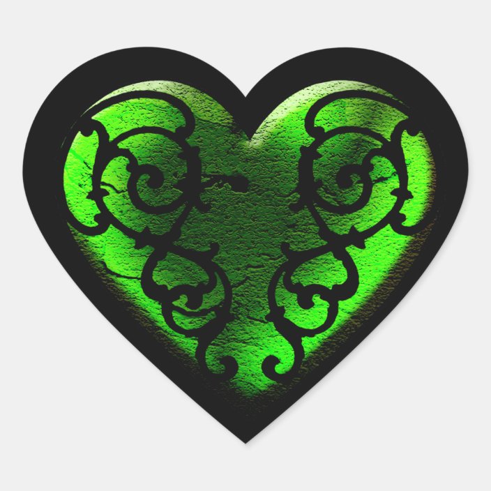 Goth St. Patrick's Day Green Heart Sticker | Zazzle