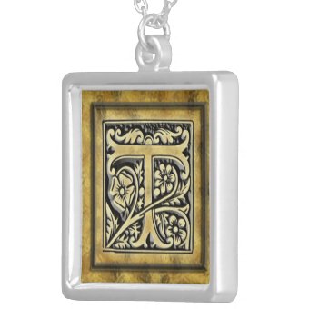 Goth Style Initial T Silver Necklace | Zazzle