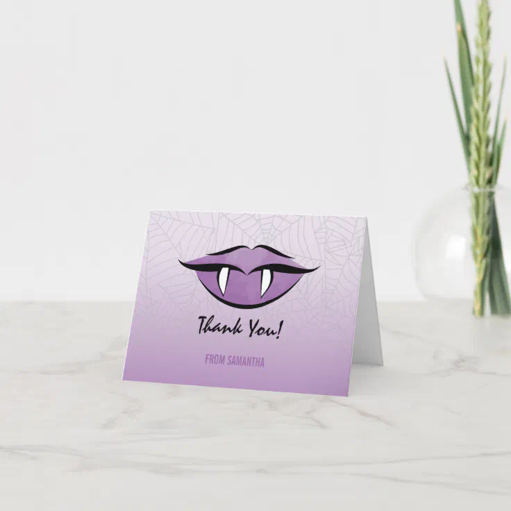 Goth Vampire Lips Halloween Birthday Thank You Card | Zazzle