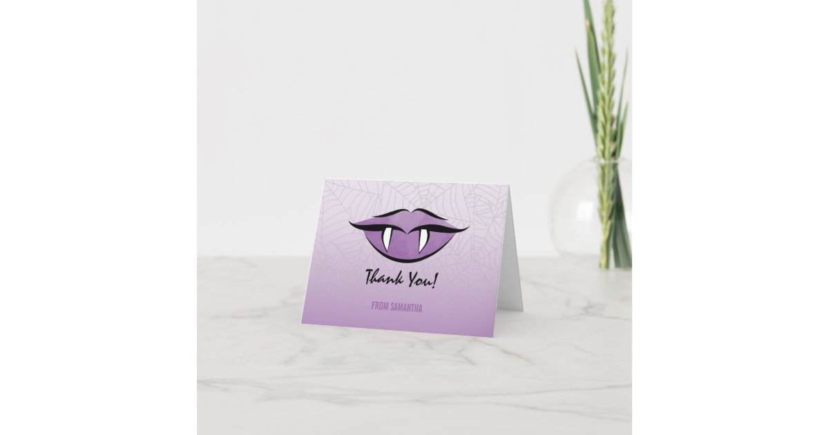 Goth Vampire Lips Halloween Birthday Thank You Card | Zazzle