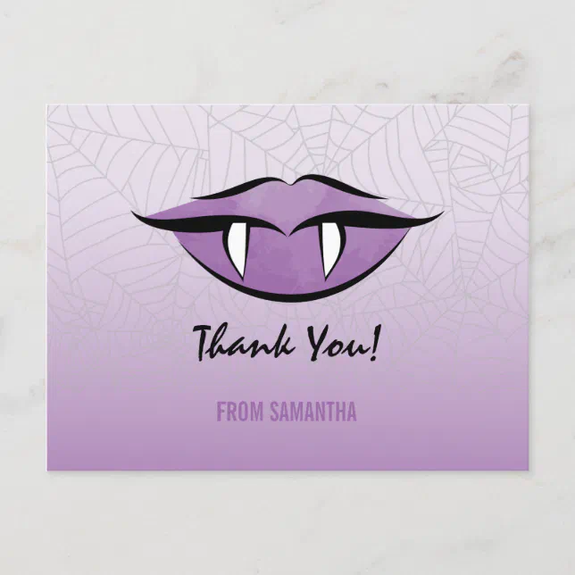 Goth Vampire Lips Halloween Birthday Thank You Postcard | Zazzle