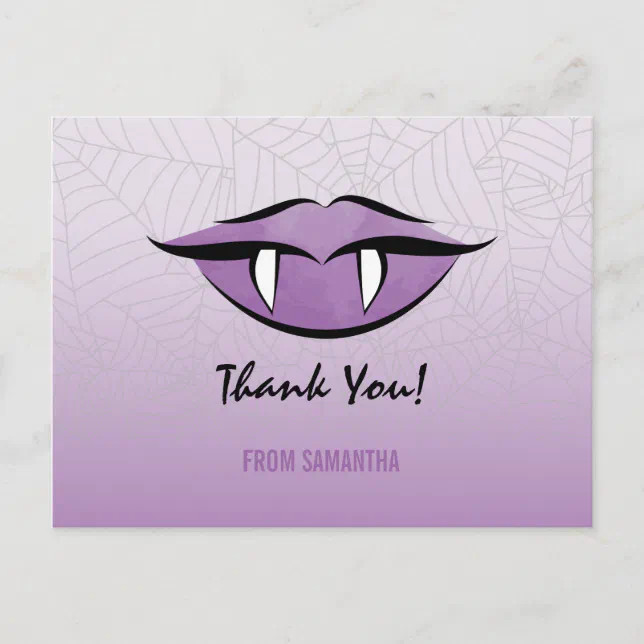Goth Vampire Lips Halloween Birthday Thank You Postcard | Zazzle