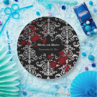 Goth vampire themed wedding paper plates | Zazzle