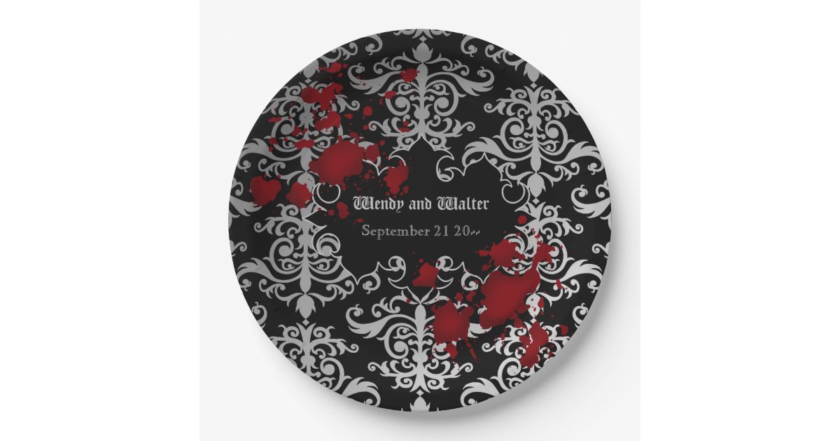 Goth vampire themed wedding paper plates | Zazzle