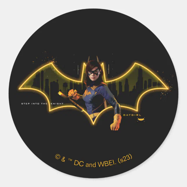 Gotham Knights Batgirl in Logo Classic Round Sticker | Zazzle