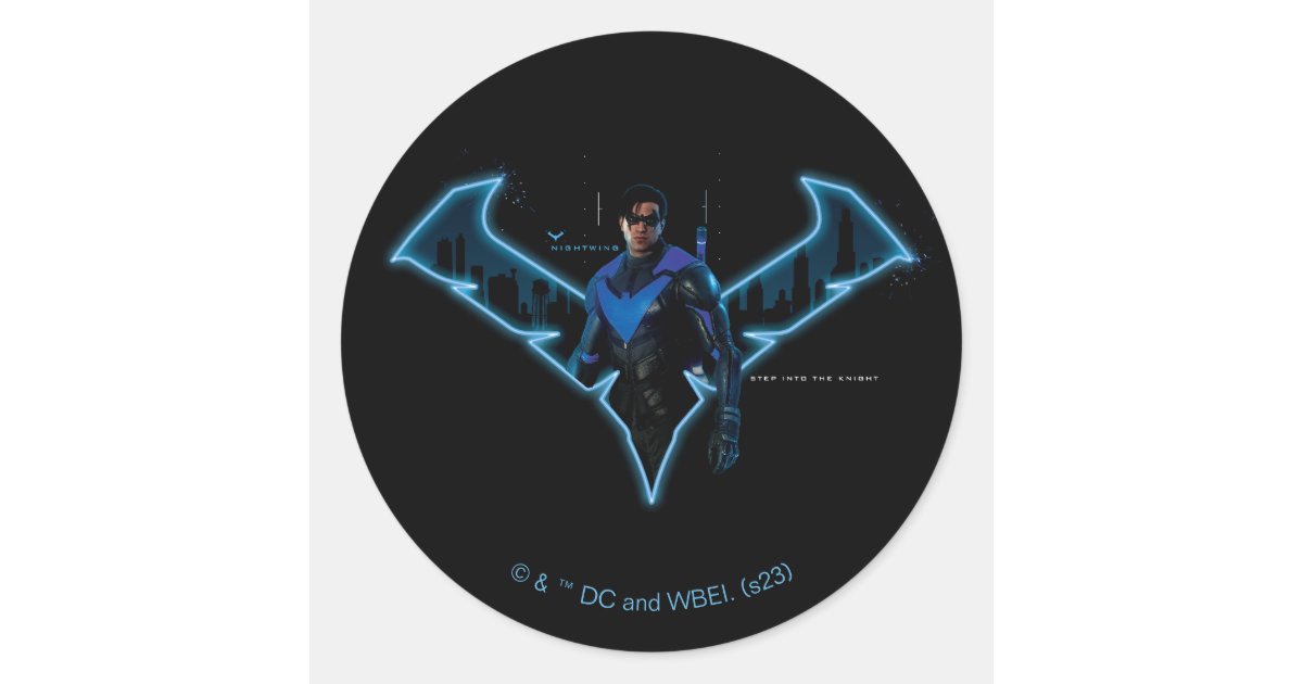 Gotham Knights Nightwing in Logo Classic Round Sticker | Zazzle