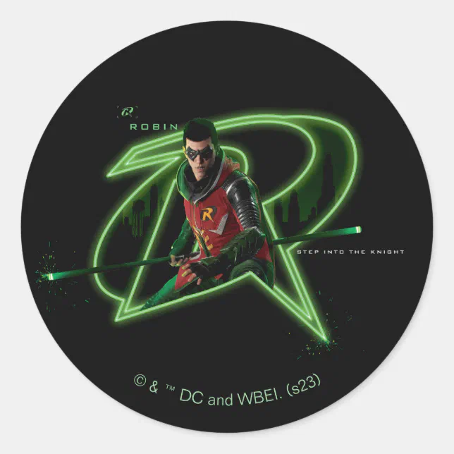 Gotham Knights Robin in Logo Classic Round Sticker | Zazzle