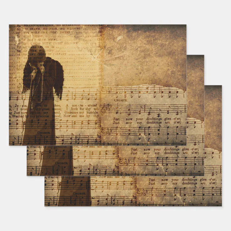 Gothic Angel Vintage Sepia Sheet Music Texture | Zazzle