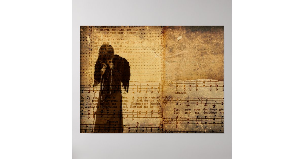 Gothic Angel Vintage Sepia Sheet Music Texture Poster | Zazzle
