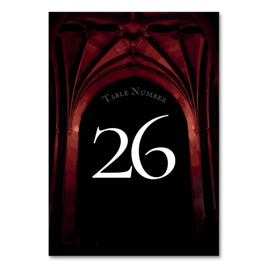 Gothic Arch Elegant Wedding Dark Black Red Table Number | Zazzle.com