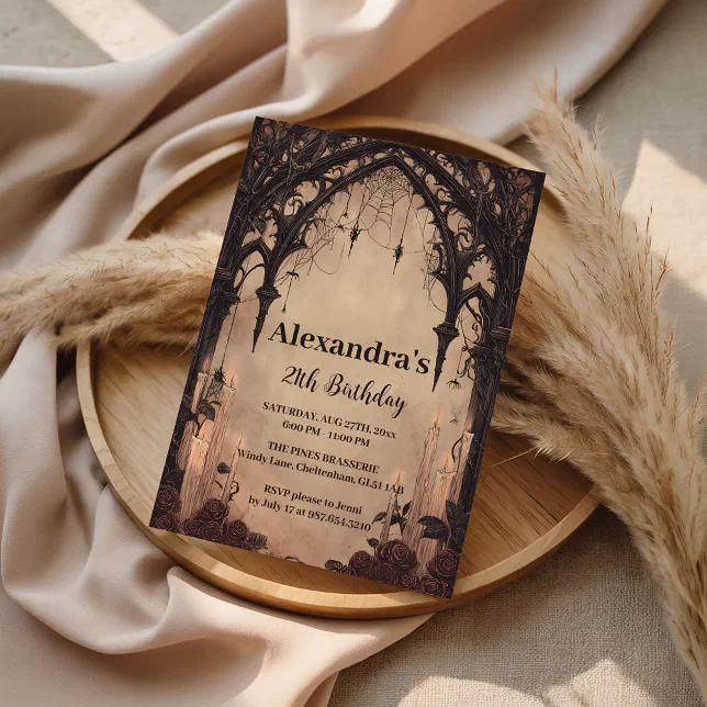 Gothic Arch Midnight Birthday Invitation | Zazzle