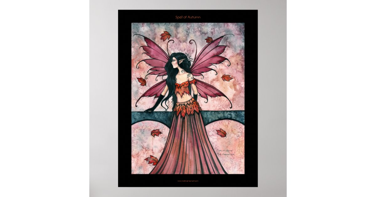 Gothic Autumn Fall Fairy Art Poster Print | Zazzle