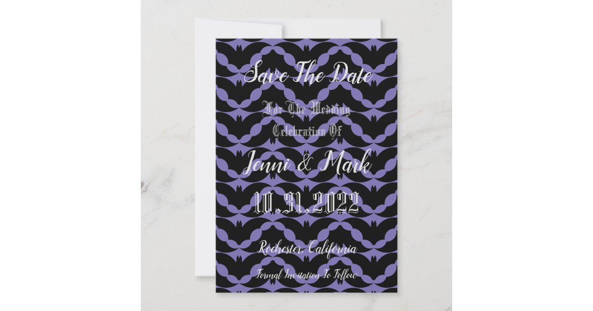 Gothic Bat Halloween Wedding Save The Date | Zazzle