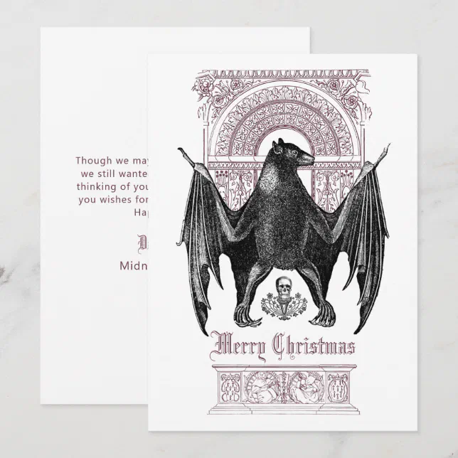 Gothic Bat Merry Christmas Holiday Card | Zazzle