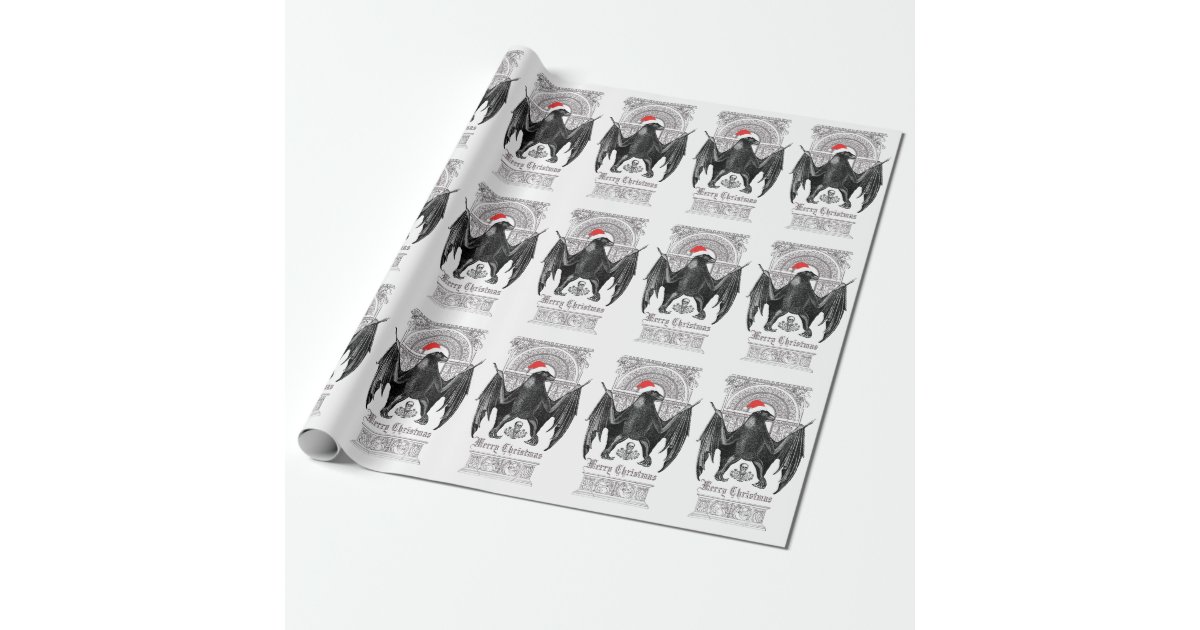 Gothic Bat Merry Christmas Holiday Wrapping Paper | Zazzle