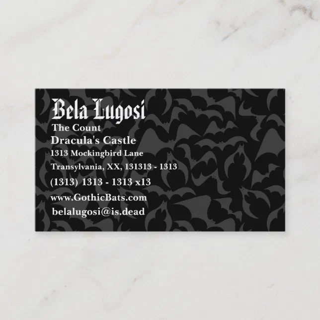 Gothic Bats Vampire Pattern Business Card | Zazzle