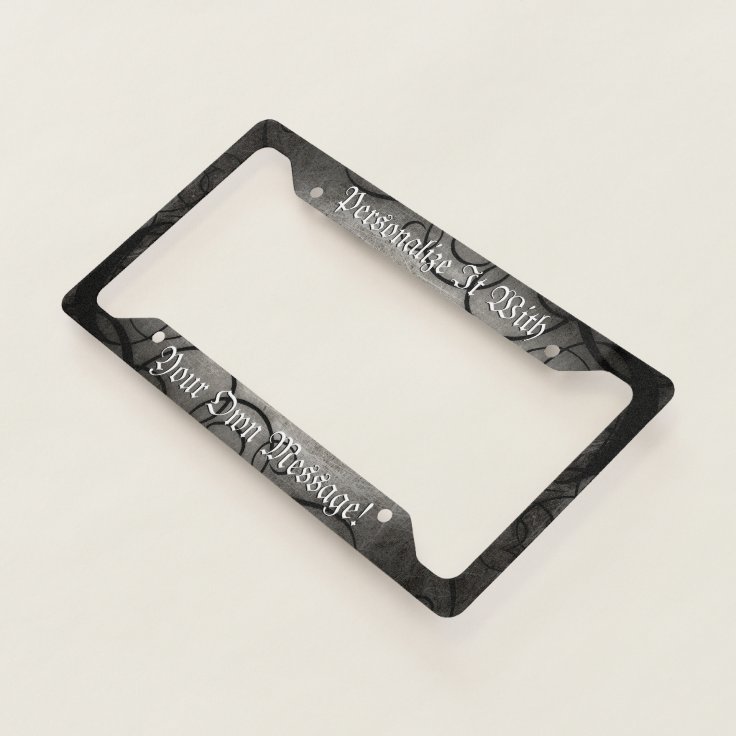 Gothic Black And Grey Swirls Personalized License Plate Frame | Zazzle