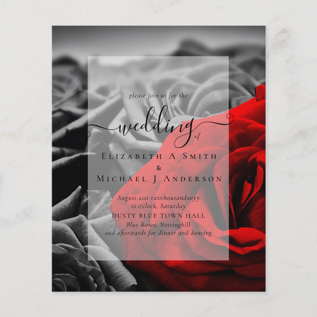 Gothic Black and Red Roses Goth Wedding Invite Flyer | Zazzle