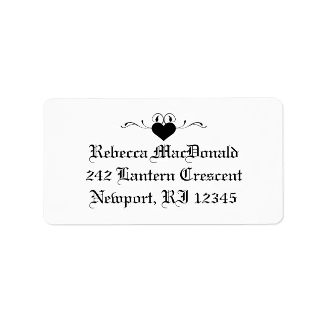 Gothic Black and White Address Label | Zazzle