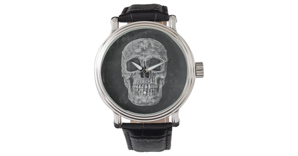 Gothic Black And White Grunge Skull Watch | Zazzle