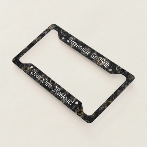 Gothic Black Daisies Personalized License Plate Frame | Zazzle