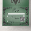 Gothic Black & Green Filigree Heart QR Code All In One Invitation | Zazzle